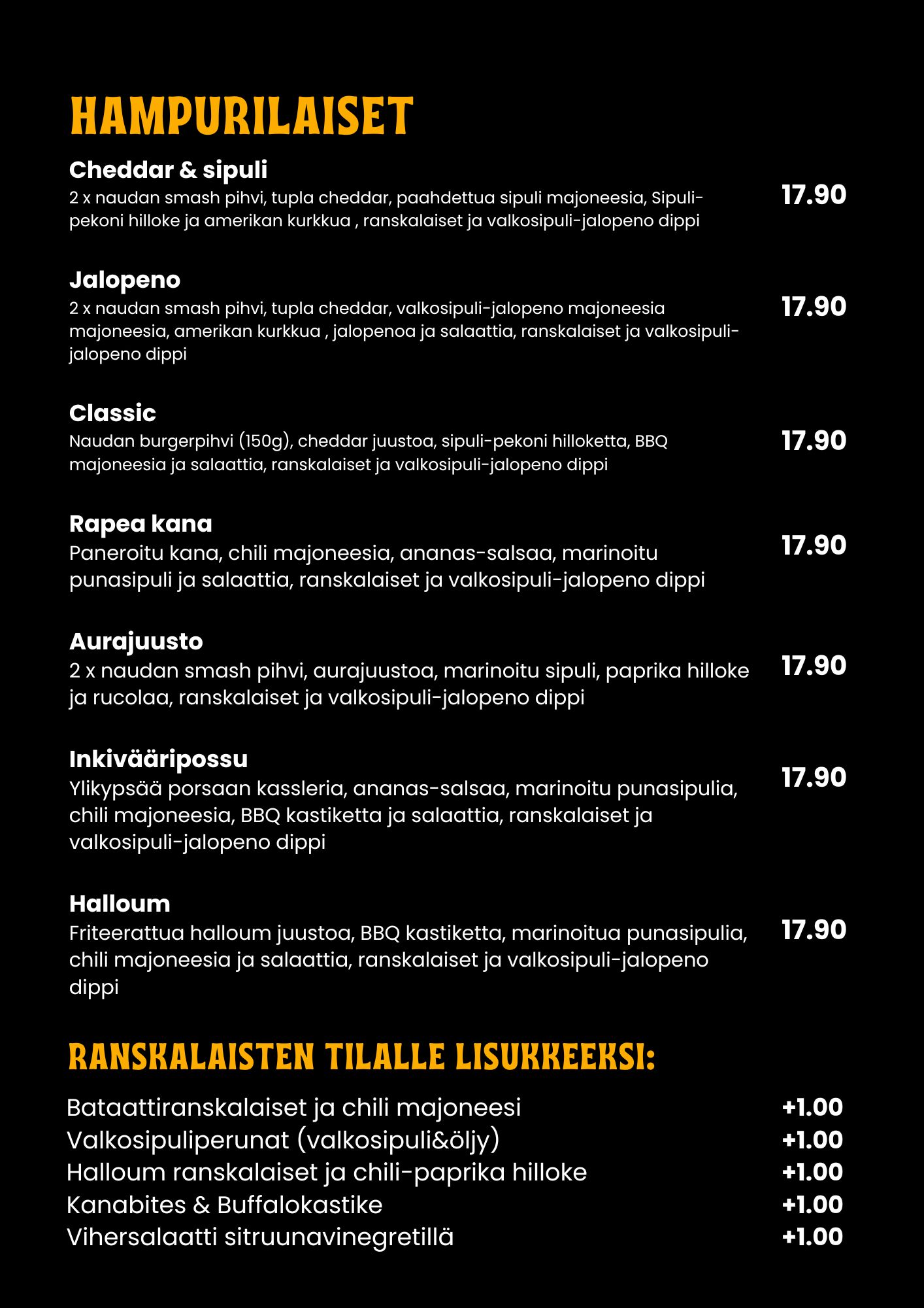 ThaiQ & BRGR - Menu